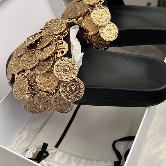 Paco Rabanne | Shoes | Paco Rabanne Tresor Pool Sandals With Aged Metal ...